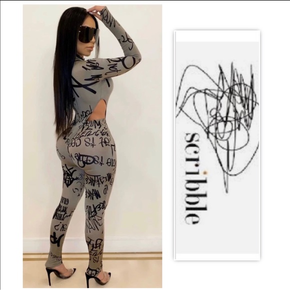 scribble | Pants & Jumpsuits | Scribble High Cut Bodysuit Set | Poshmark